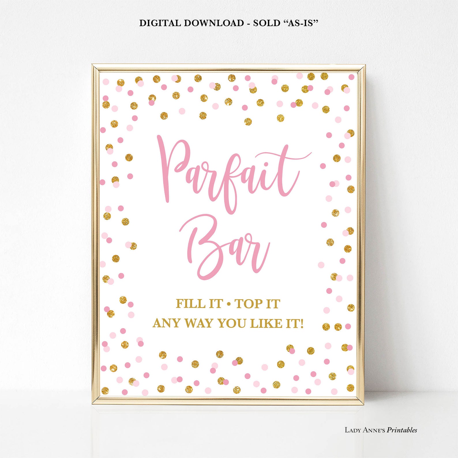 Pink Parfait Bar Sign Pink & Gold Glitter Confetti Parfait - Etsy
