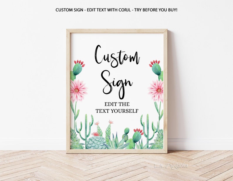 EDITABLE Cactus Shower Sign Template Cactus Fiesta Birthday - Etsy