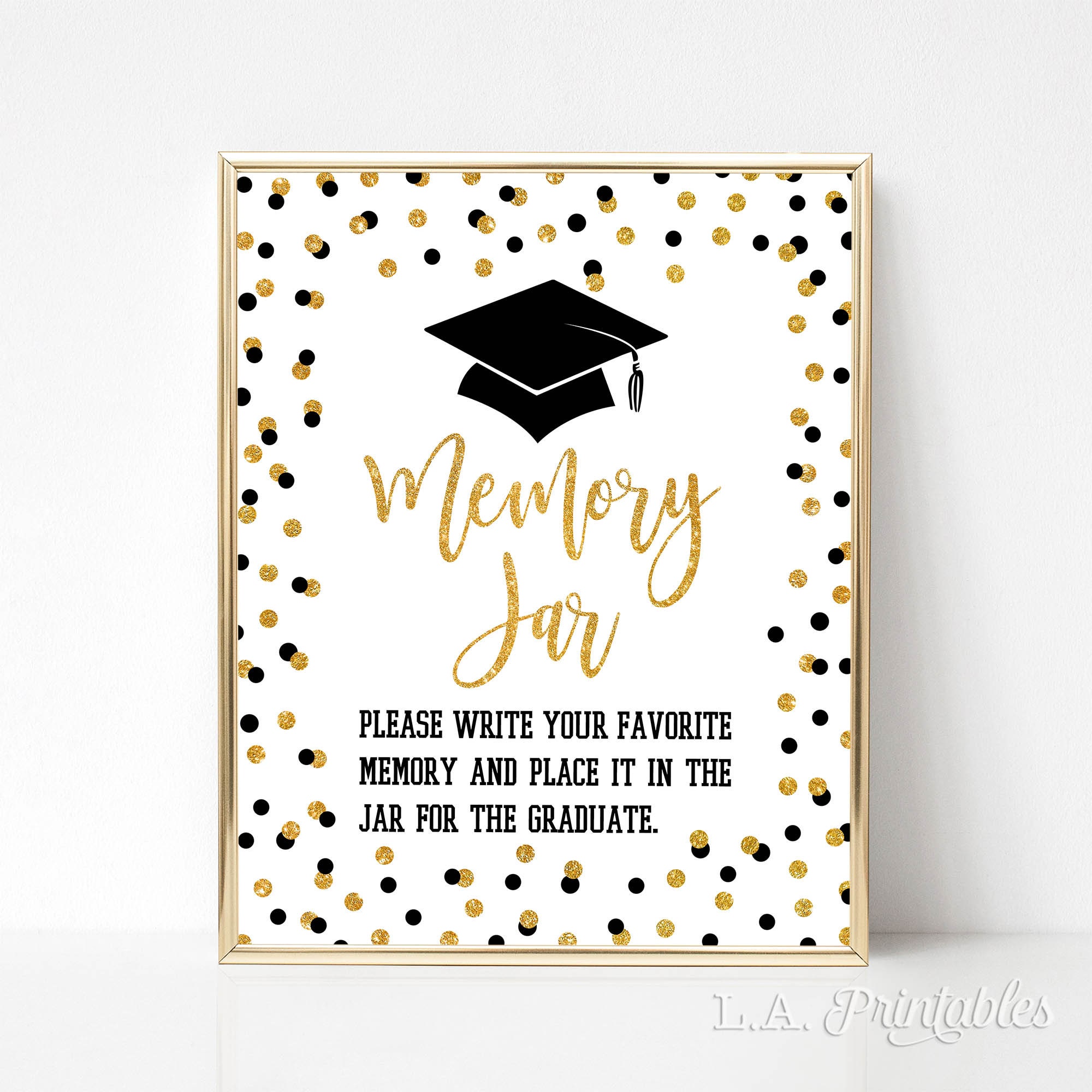 Memory Jar Graduation Party Sign Black & Gold Glitter - Etsy
