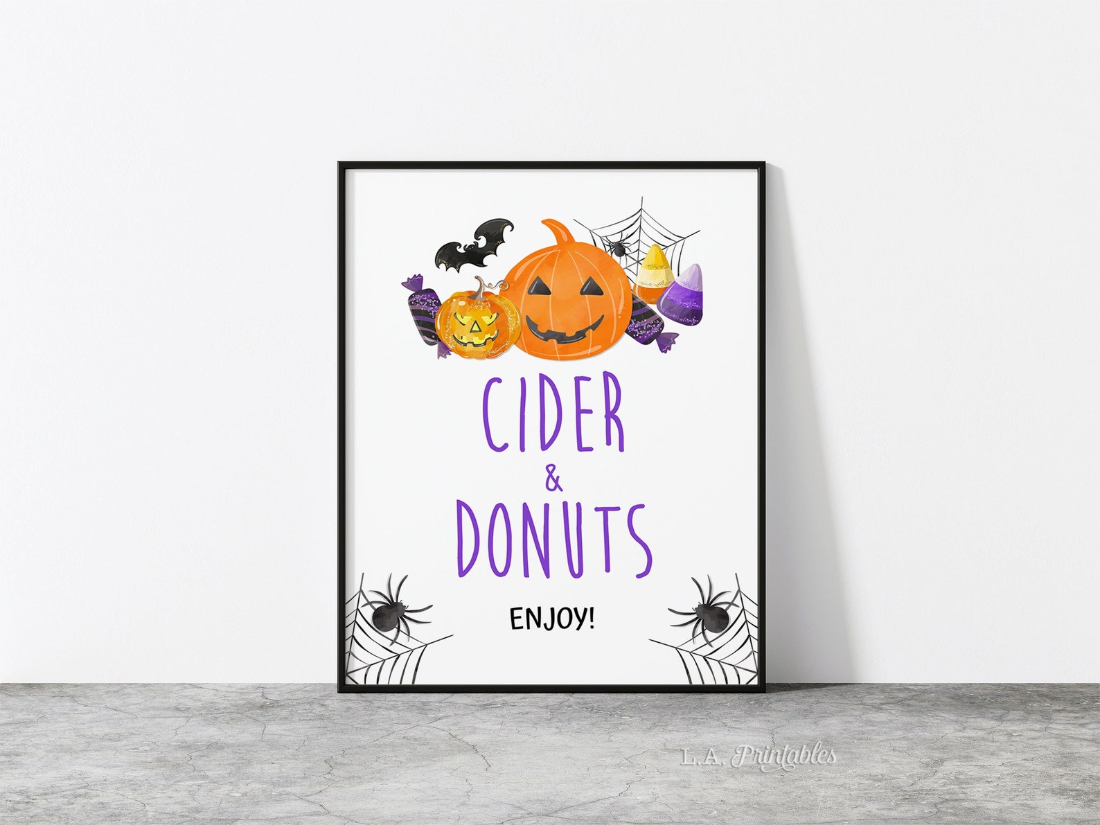 Cider and Donuts Halloween Party Sign Halloween Purple & - Etsy