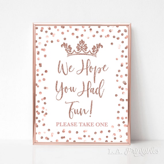 We Hope You Had Fun Please Take One Sign Rose Gold Glitter - Etsy