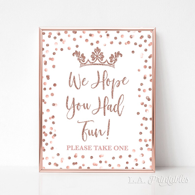 We Hope You Had Fun Please Take One Sign Rose Gold Glitter - Etsy