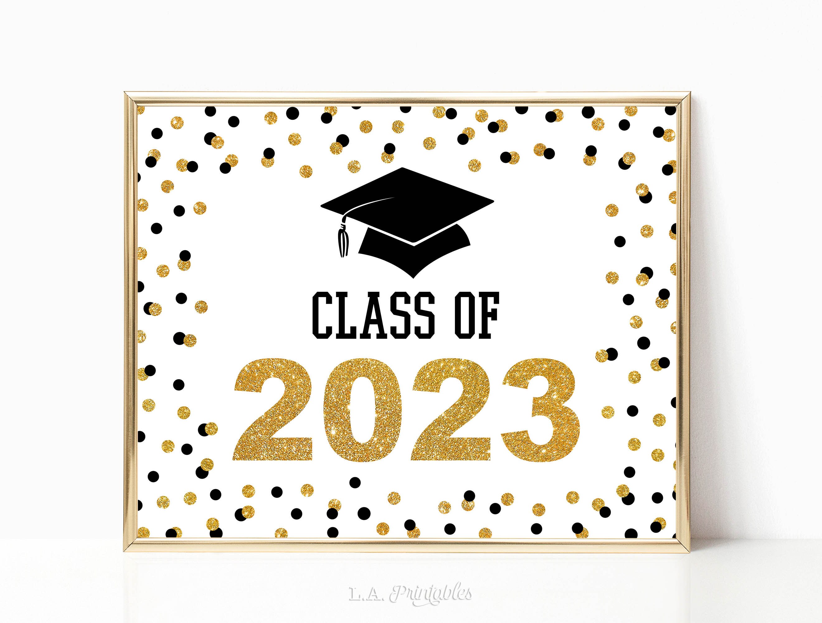 Class of 2023 Printable Graduation Sign Black & Gold Glitter - Etsy ...