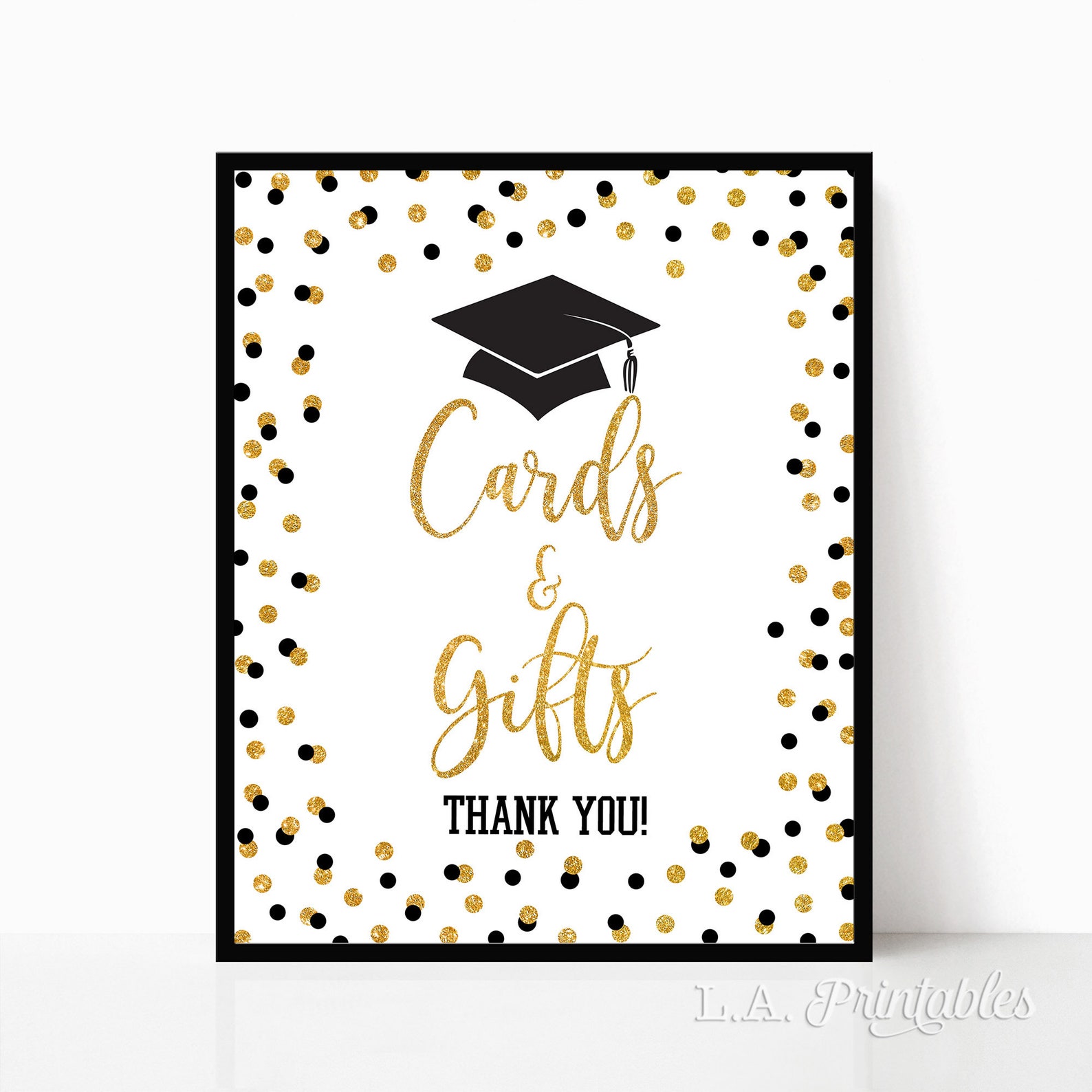 Graduation Cards and Gifts Sign Black & Gold Glitter Confetti - Etsy