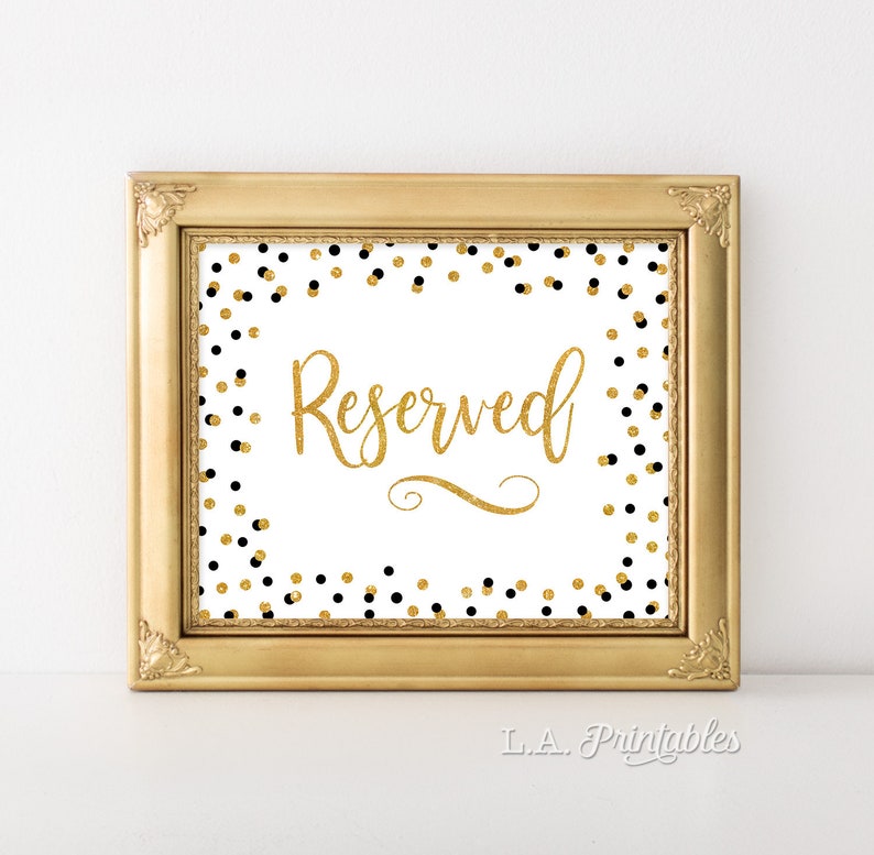 Reserved Party Sign Black & Gold Glitter Confetti Wedding 2 - Etsy