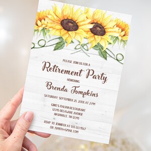 Editable Retirement Party Invitation Template Sunflowers - Etsy