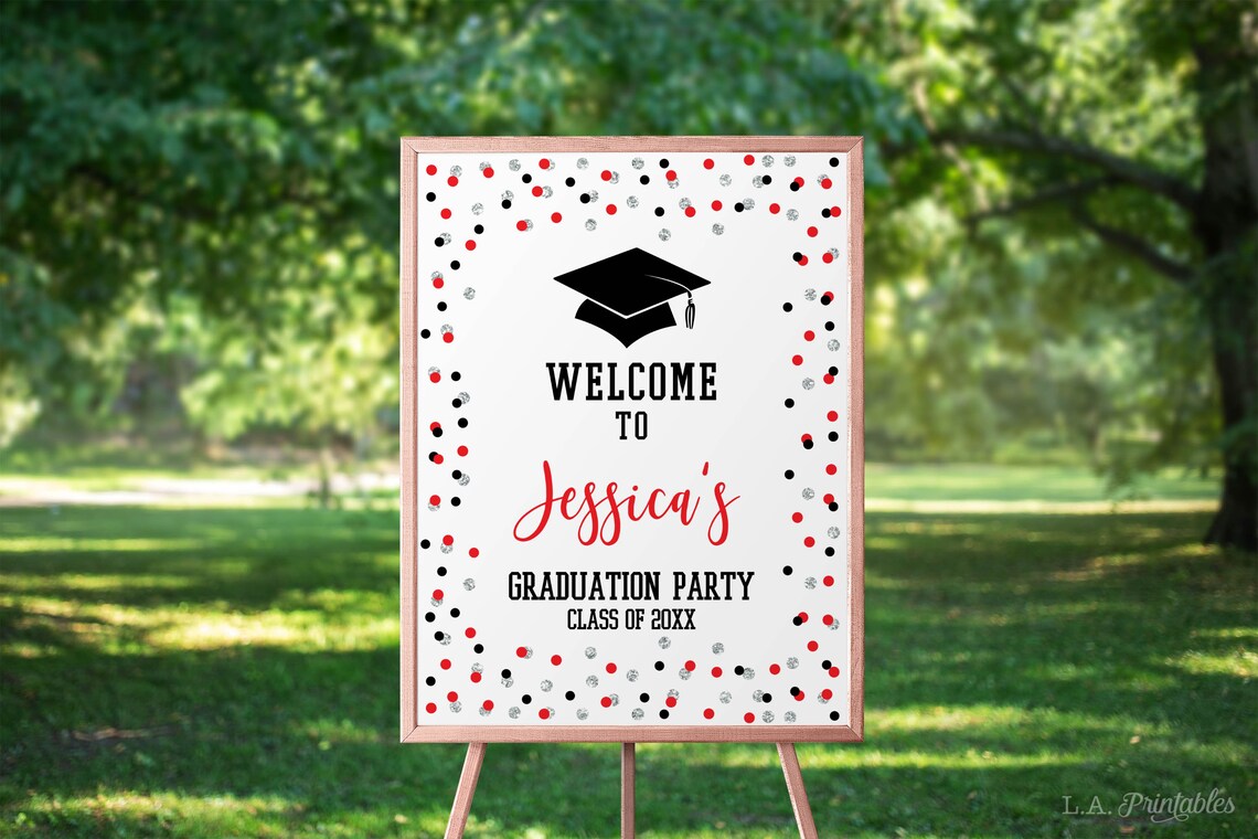Red and Black Graduation Welcome Sign Editable Template Red - Etsy