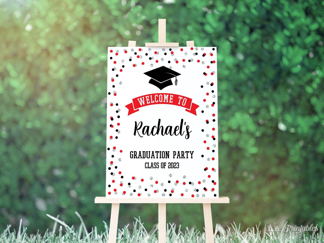 Red and Black Graduation Welcome Sign Editable Template Red - Etsy