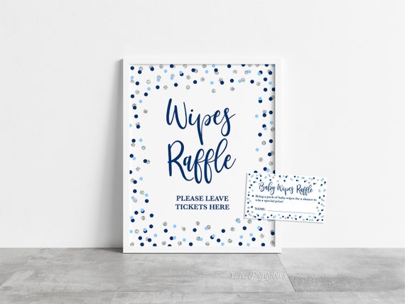 Baby Wipes Raffle Sign and Tickets Dark & Light Blue Silver - Etsy