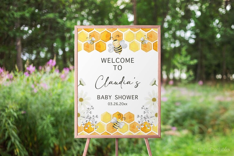 EDITABLE Bee Welcome Sign Template Honey Bee Baby Custom - Etsy
