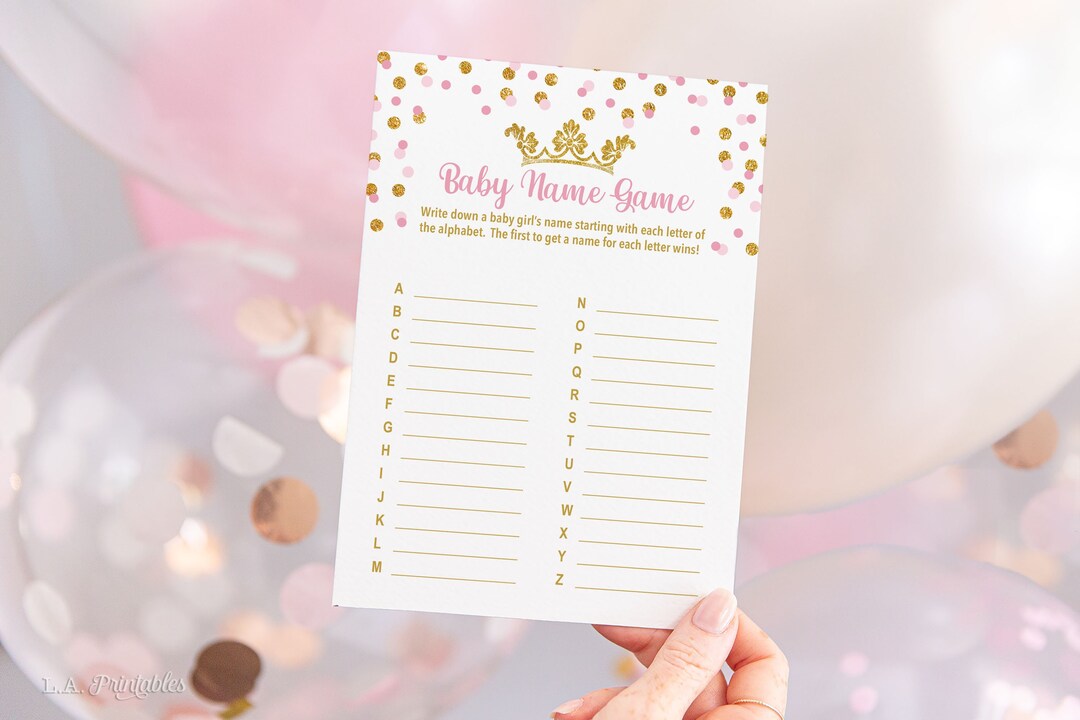 Princess Baby Name Game Pink & Gold Crown Baby Shower - Etsy