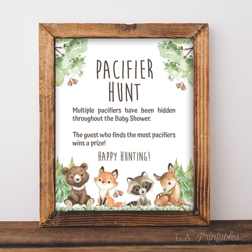Pacifier Hunt Baby Shower Game Table Sign . Boy Girl Neutral . - Etsy