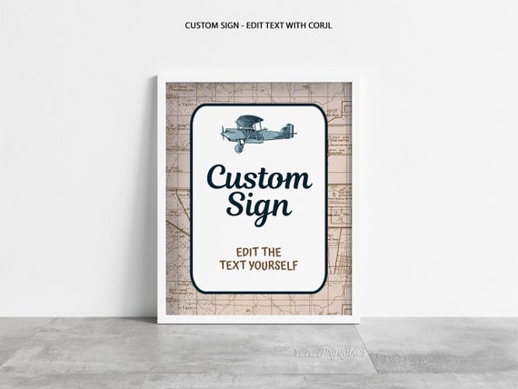 EDITABLE Airplane Party Sign Template Vintage Travel Baby - Etsy