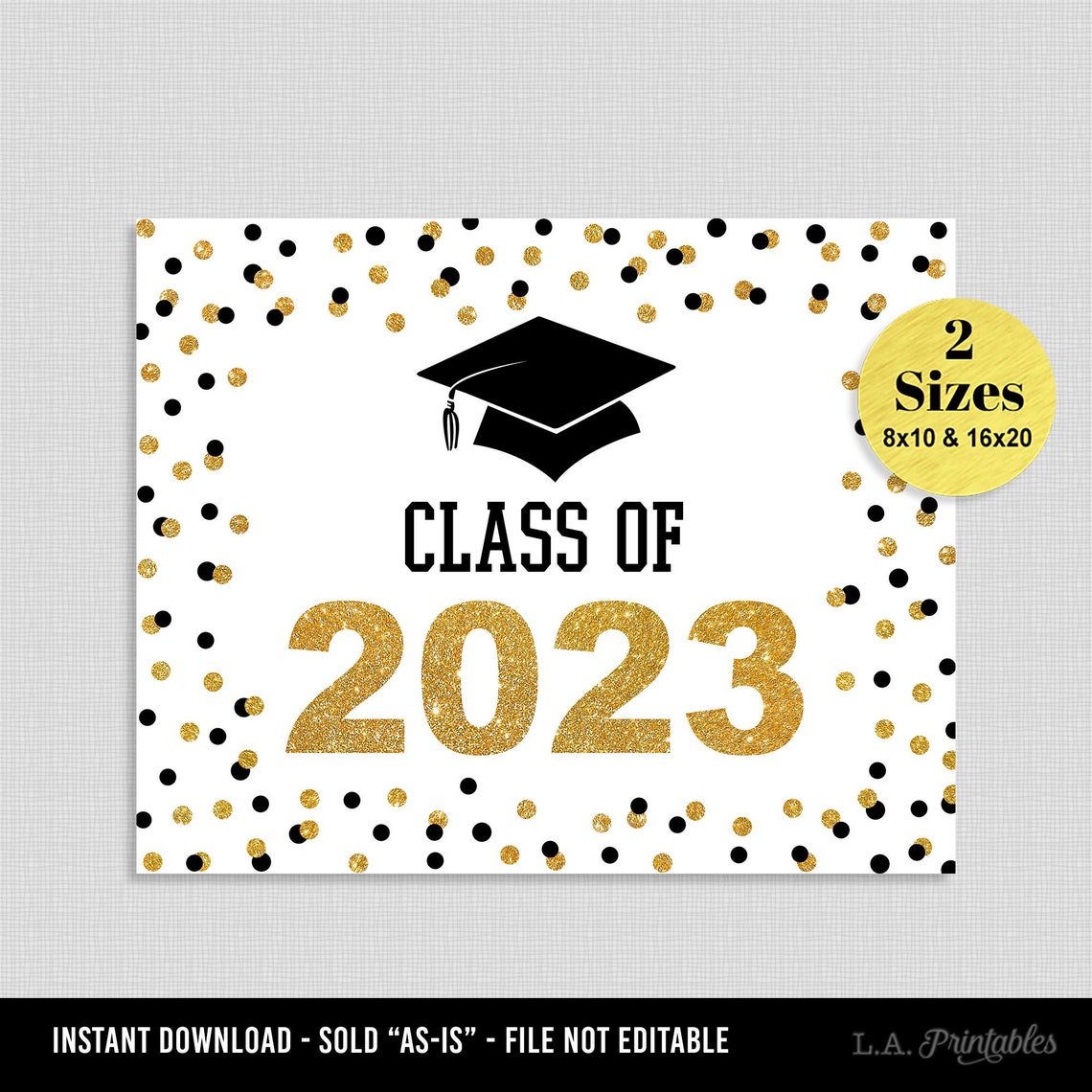 Class of 2023 Printable Graduation Sign Black & Gold Glitter - Etsy UK