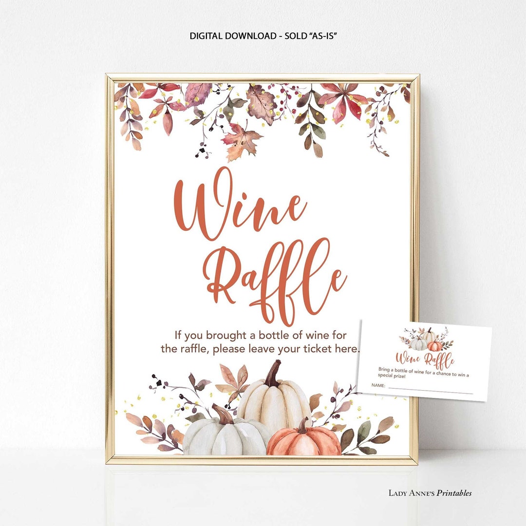 Fall Wine Raffle Tickets & Sign Bring a Bottle of Wine Fall - Etsy