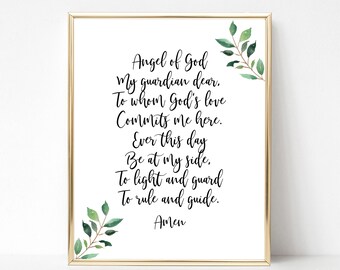 Wall Décor Home Décor Catholic child bedroomnursery decor Angel of God ...