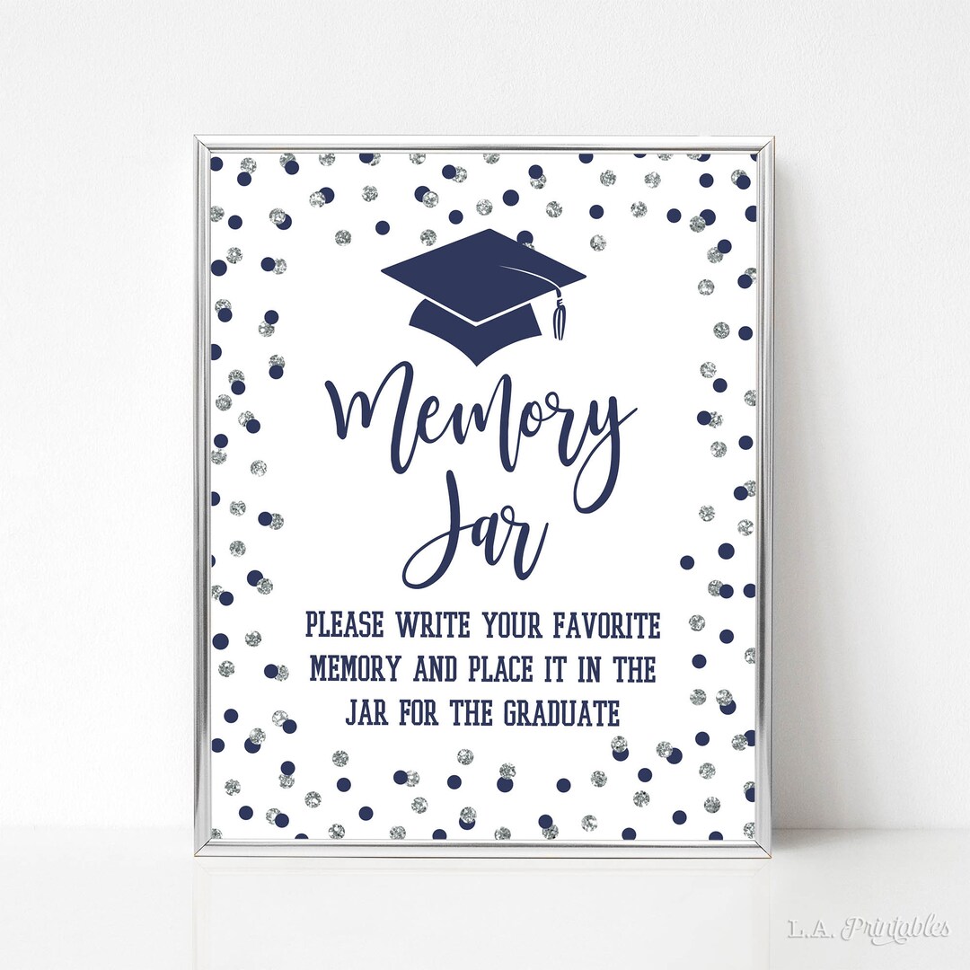 Memory Jar Graduation Party Sign Navy & Silver Glitter - Etsy