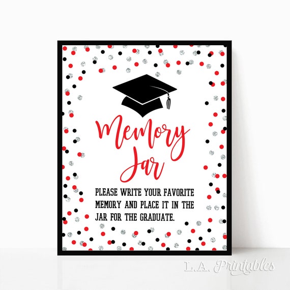 Memory Jar Graduation Party Sign Red Black & Silver Glitter - Etsy