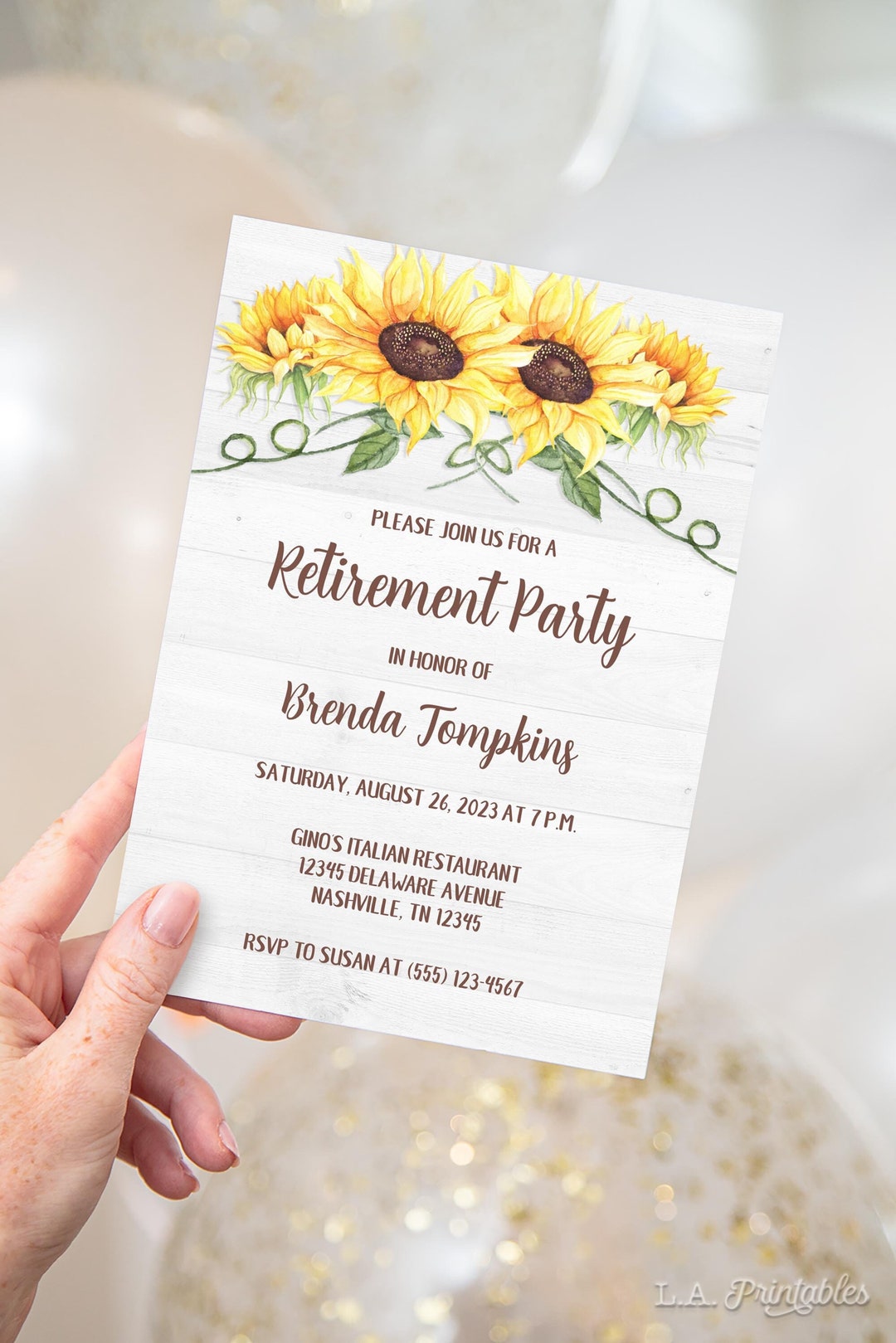 Editable Retirement Party Invitation Template Sunflowers - Etsy