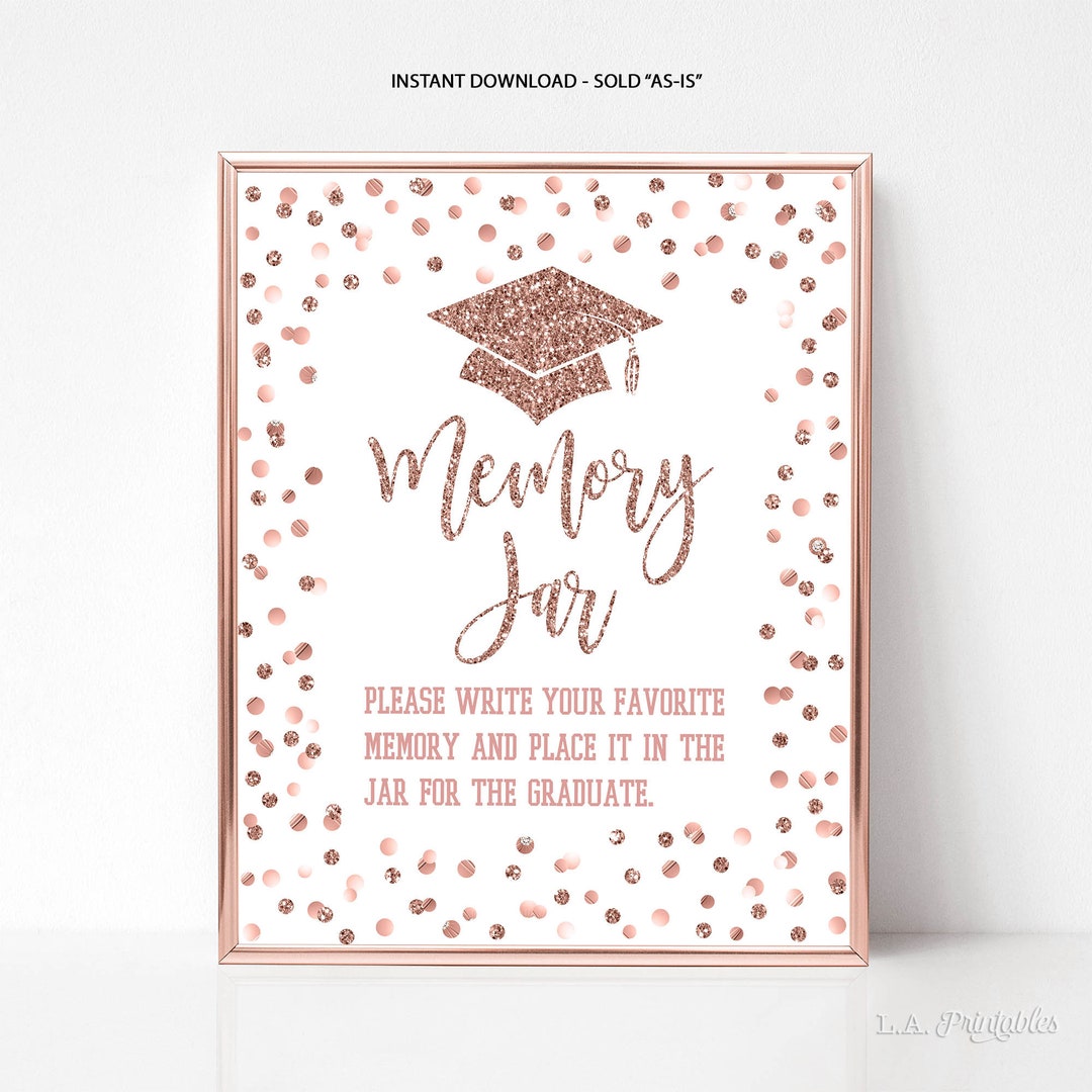 Memory Jar Graduation Party Sign Rose Gold Glitter Confetti - Etsy