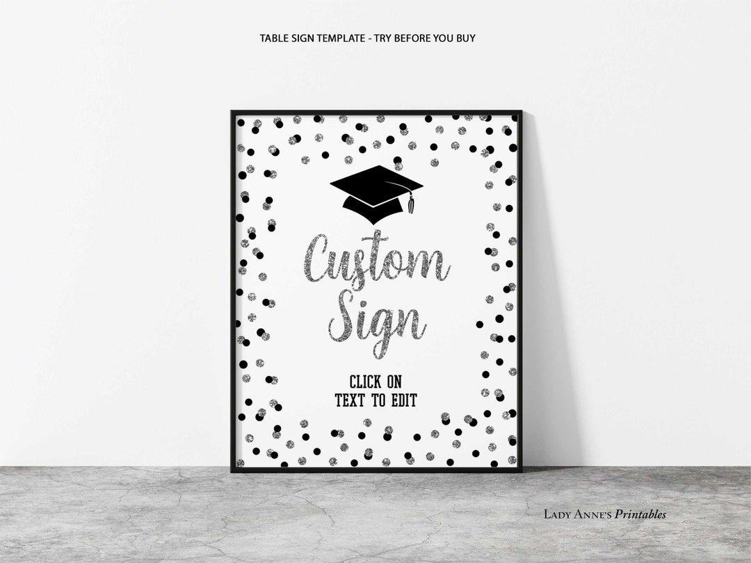 Plantilla EDITABLE de letrero de fiesta de graduación, letrero ...
