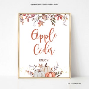 Fall Apple Cider Party Sign Fall Pumpkin Season Cider Table - Etsy