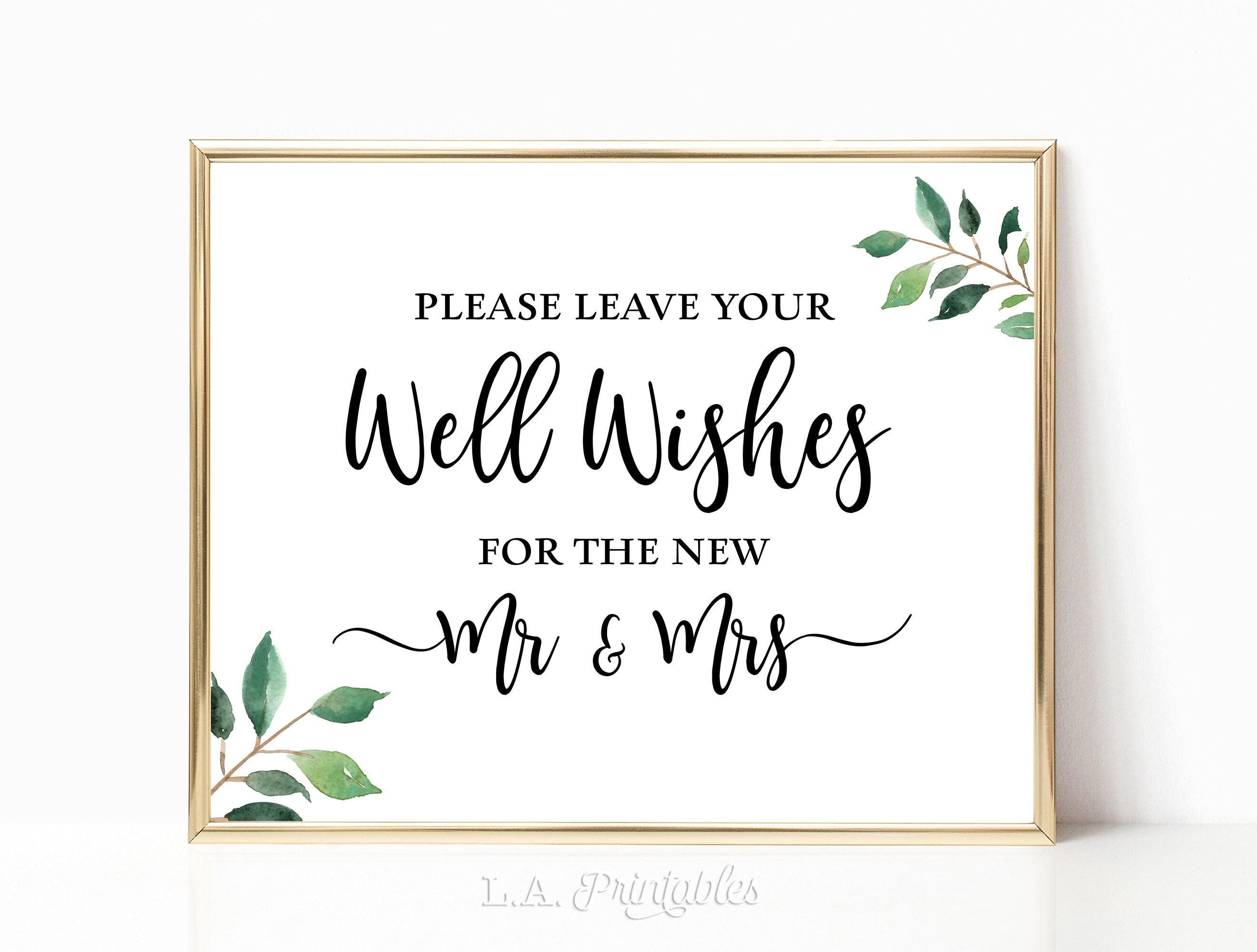 Well Wishes For The New Mr And Mrs Wedding Sign Greenery Etsy
