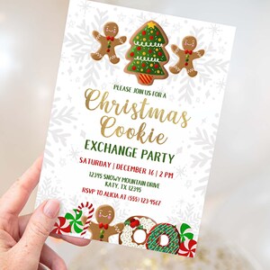 Christmas Cookie Exchange Party Invitation Template, Sweet Christmas ...
