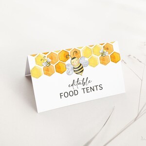 EDITABLE Honey Bee Food Tent Template, Honey Bee Neutral Buffet Labels ...