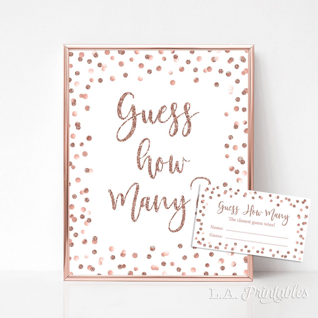 Guess How Many Printable Shower Game Rose Gold Glitter - Etsy UK