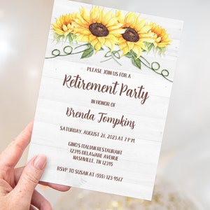 Editable Retirement Party Invitation Template Sunflowers - Etsy
