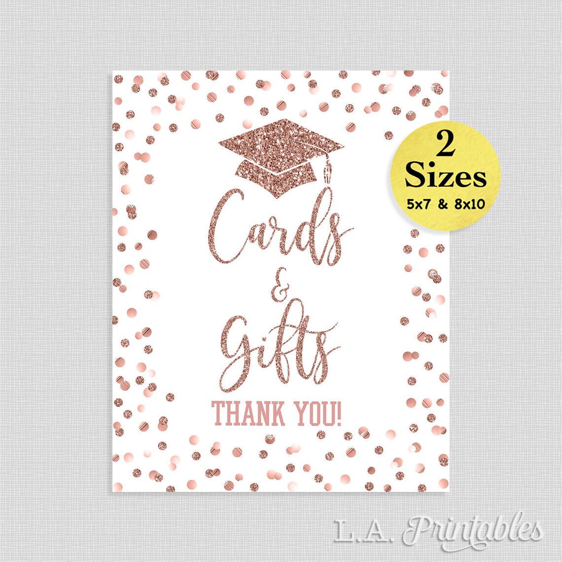 Cards & Gifts Graduation Party Sign Rose Gold Glitter - Etsy