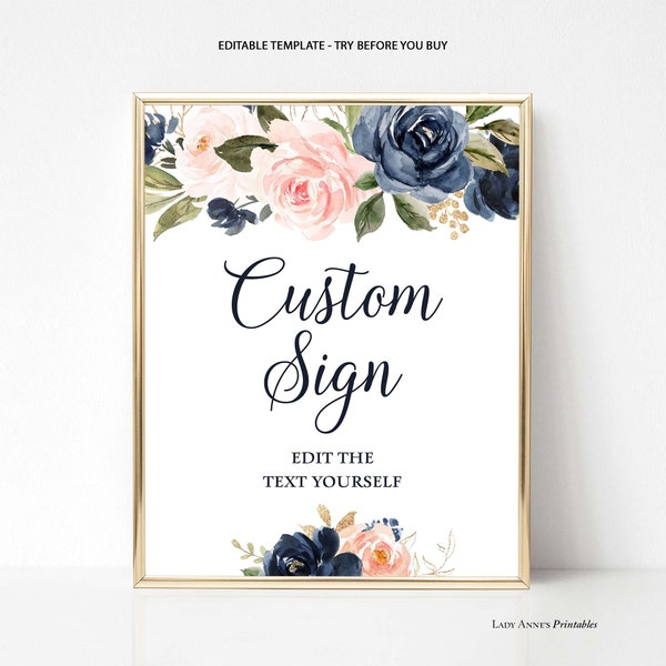 Navy and Blush Floral - Etsy