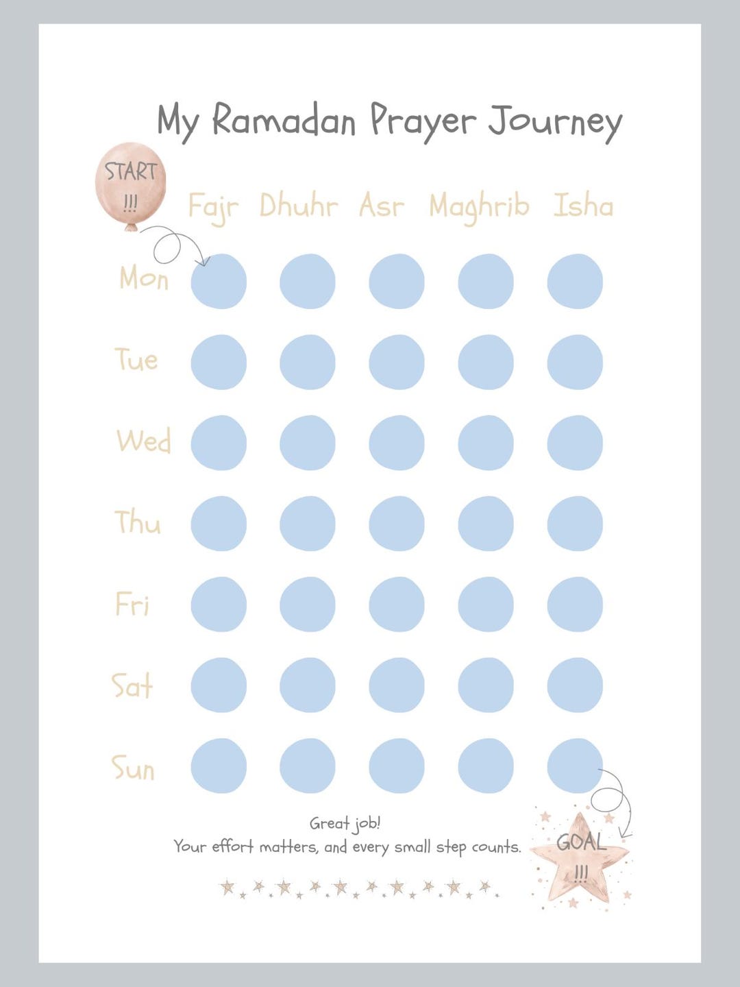 Ramadan Prayer Tracker for Boys | Kids Salah Chart (A4 A5 Digital ...