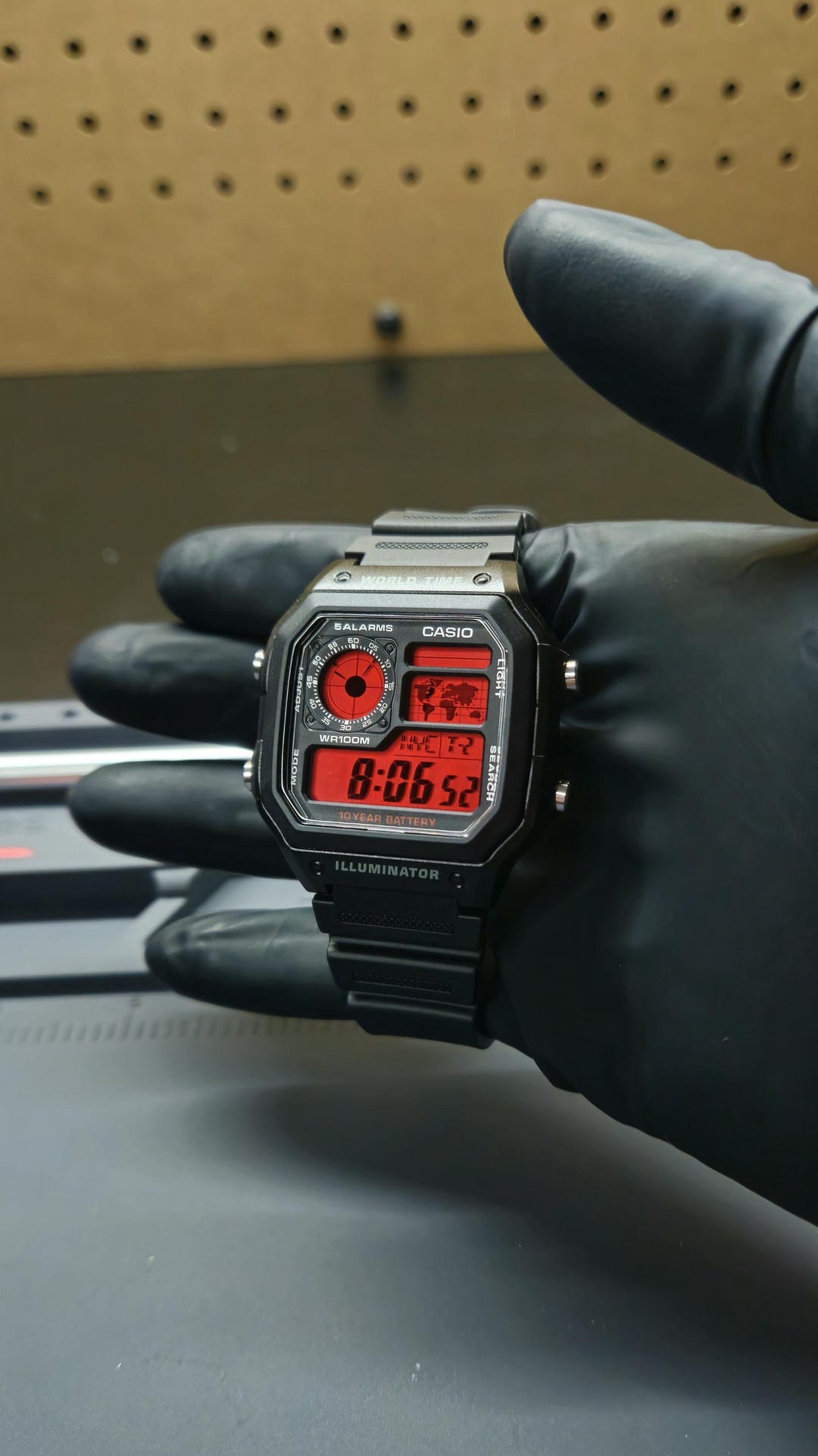 Red Alert Casio World Time Illuminator Royale AE-1200 Digital Custom - Etsy