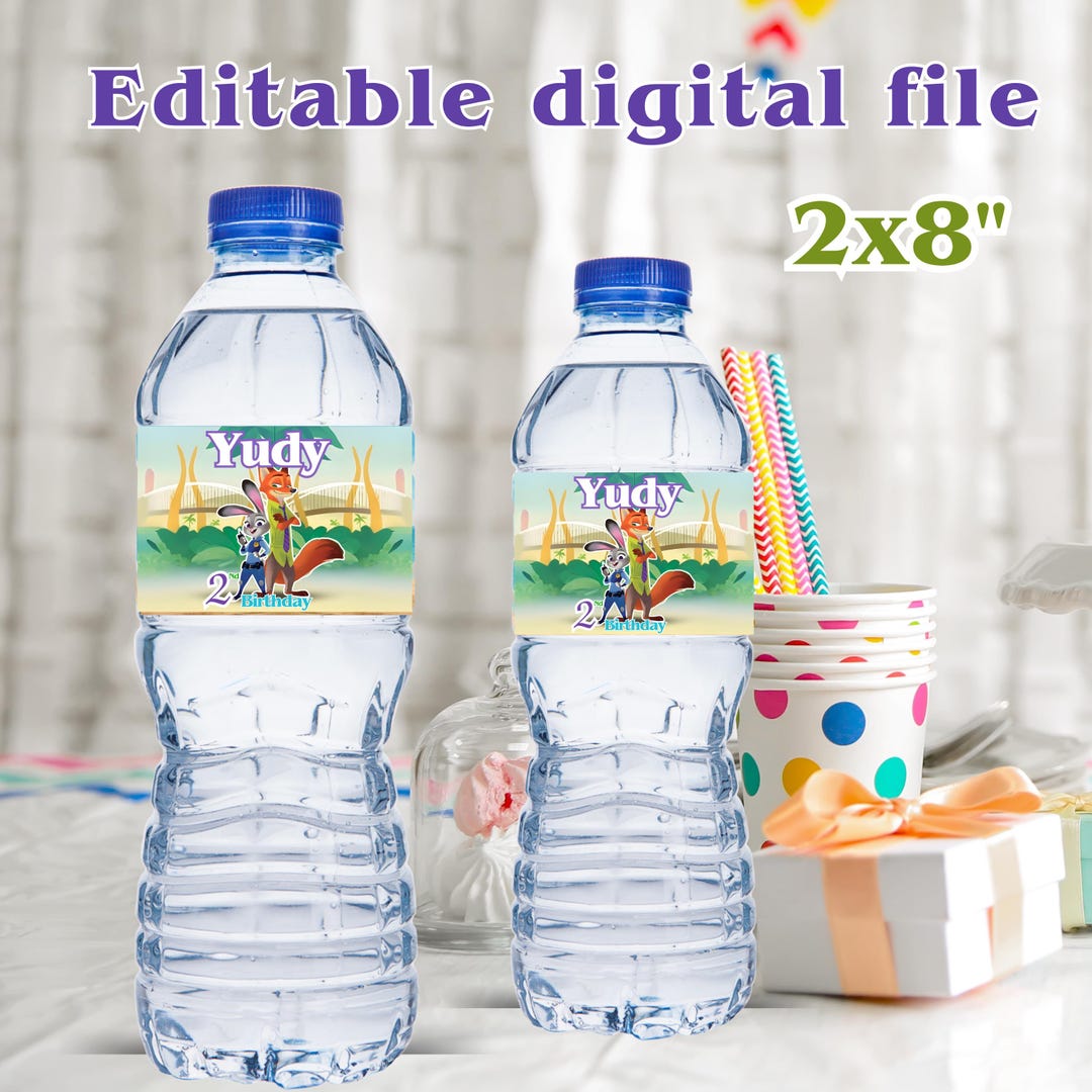 Zootopia Birthday Water Bottle Label, Editable Beverage Label (digital Download) Z72 - Etsy