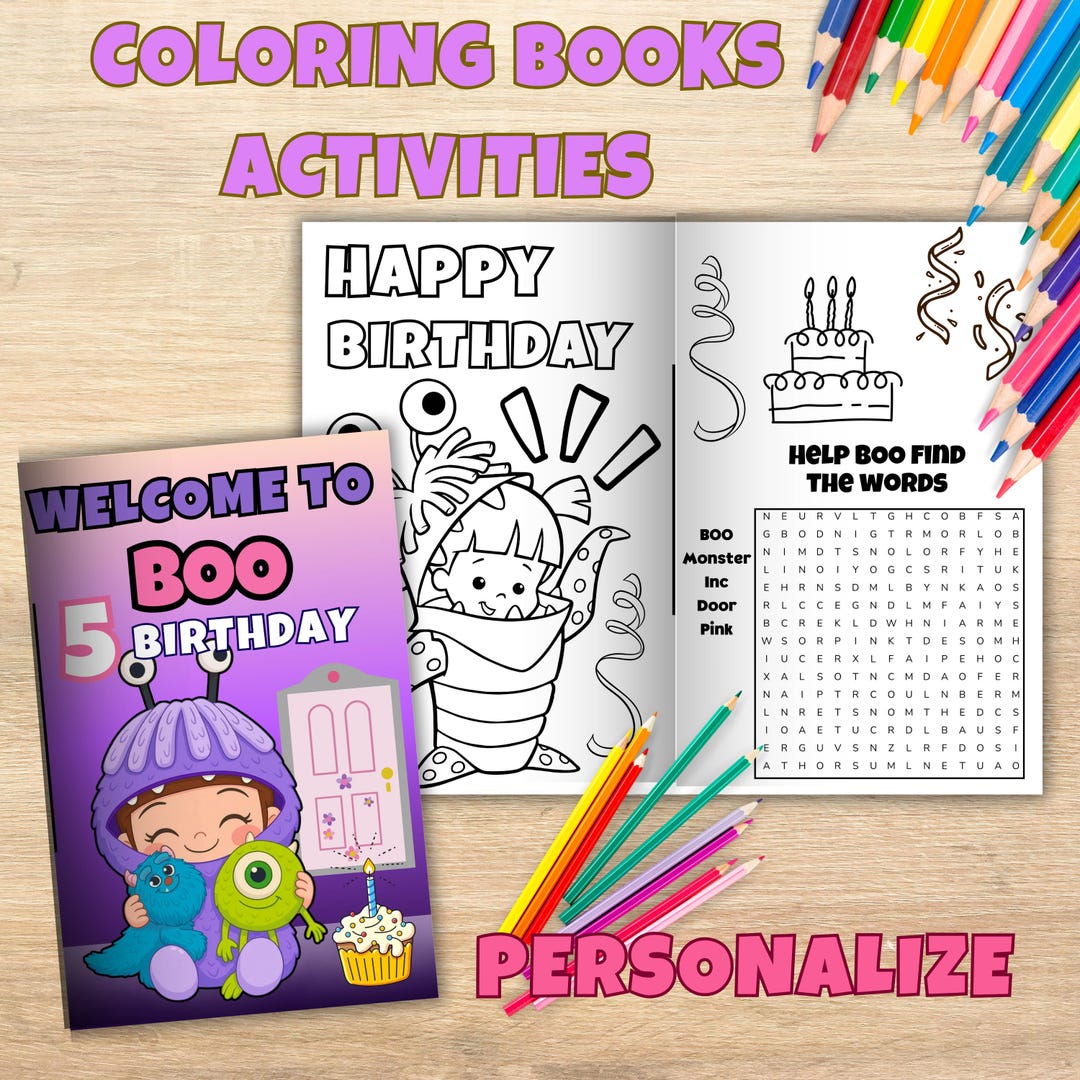 Editable Boo Coloring Book, Monsters, Inc Birthday Party (digital File ...