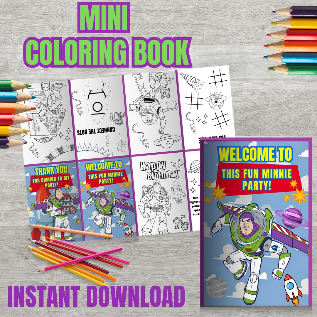 Buzz Lightyear Mini Coloring Book, Kids Activity (INSTANT DOWNLOAD) B89 ...