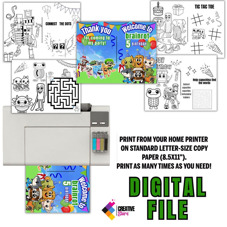 Editable Little Brainrot Coloring Book, Brainrot Birthday Party ...