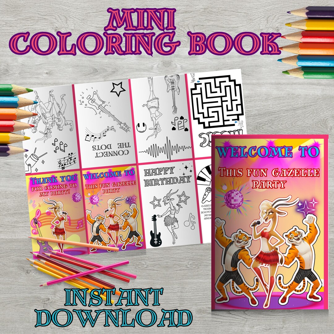 Gazelle Coloring Book, Gazelle Mini Activity Pages (instant Download ...