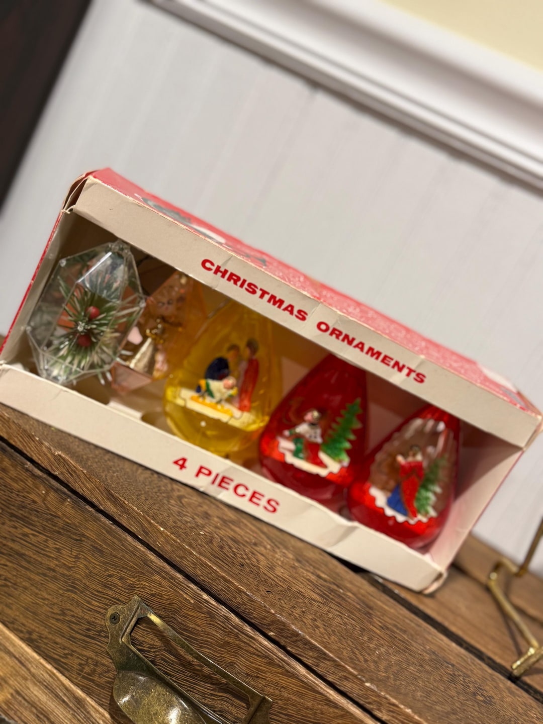 Jewel Brite Plastic Diorama Christmas Ornaments Vintage Box and ...