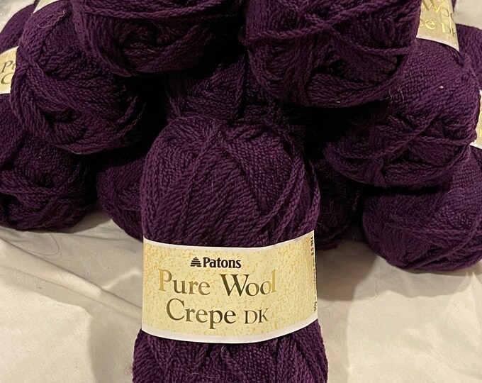 100% Pure New Wool Patons Crepe DK -deep Purple Plum #6540 Yarn per ...