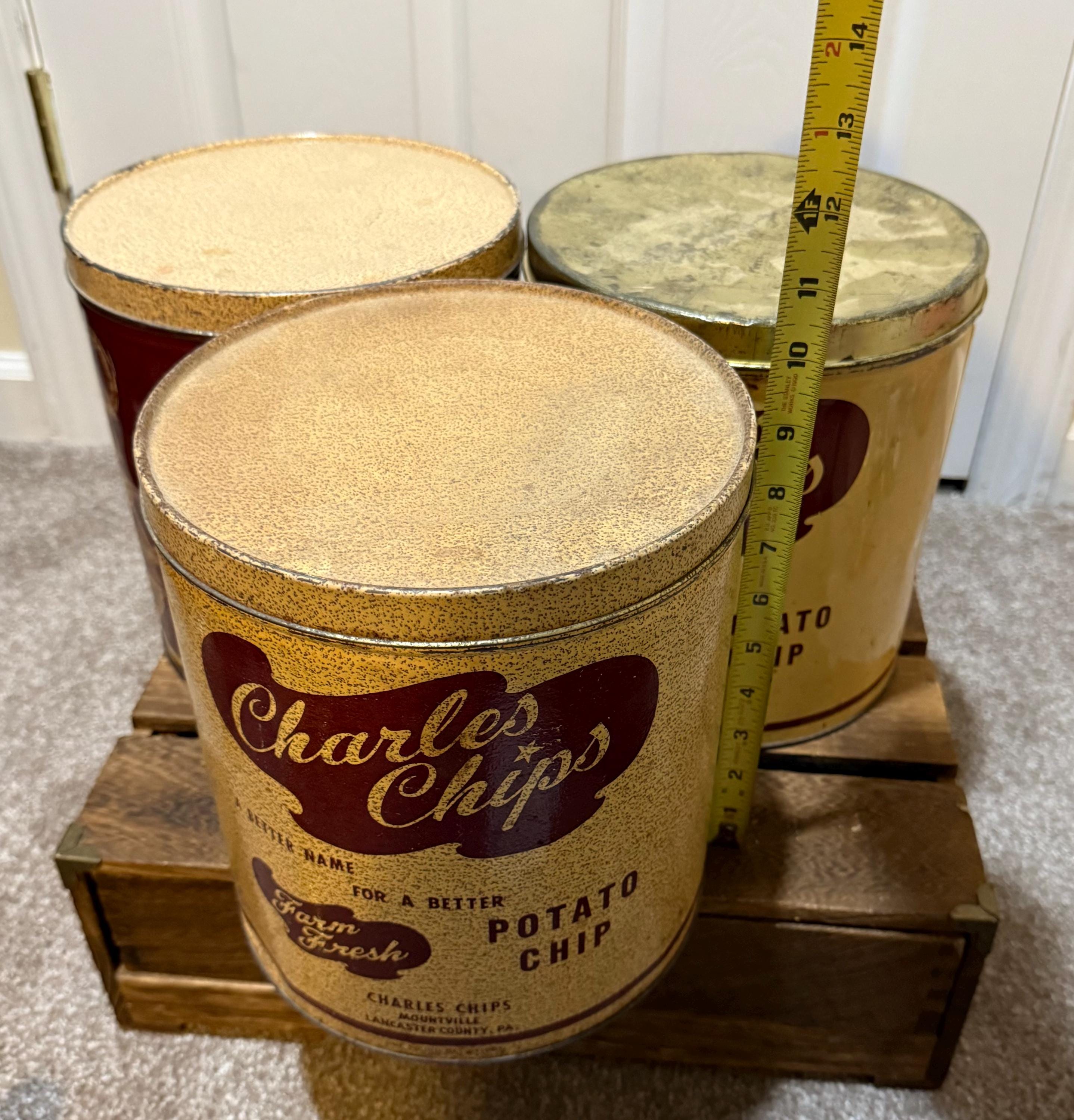 Charles Chips Potato Chip Tin Vintage the Burgundy is Available. Only ...