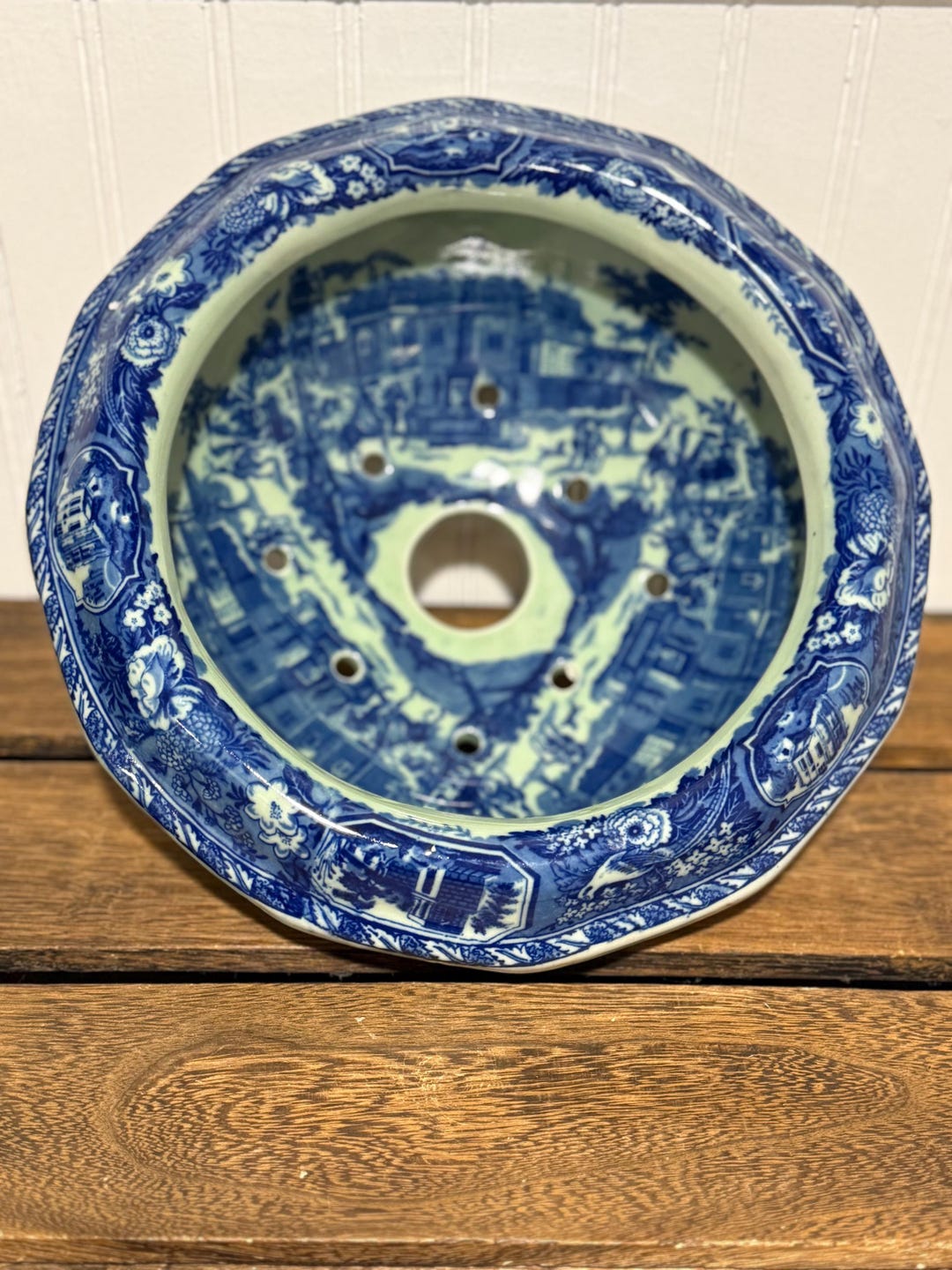 Antique Blue and White Ironstone Slop Jar. the Top Bowl, or "colander ...