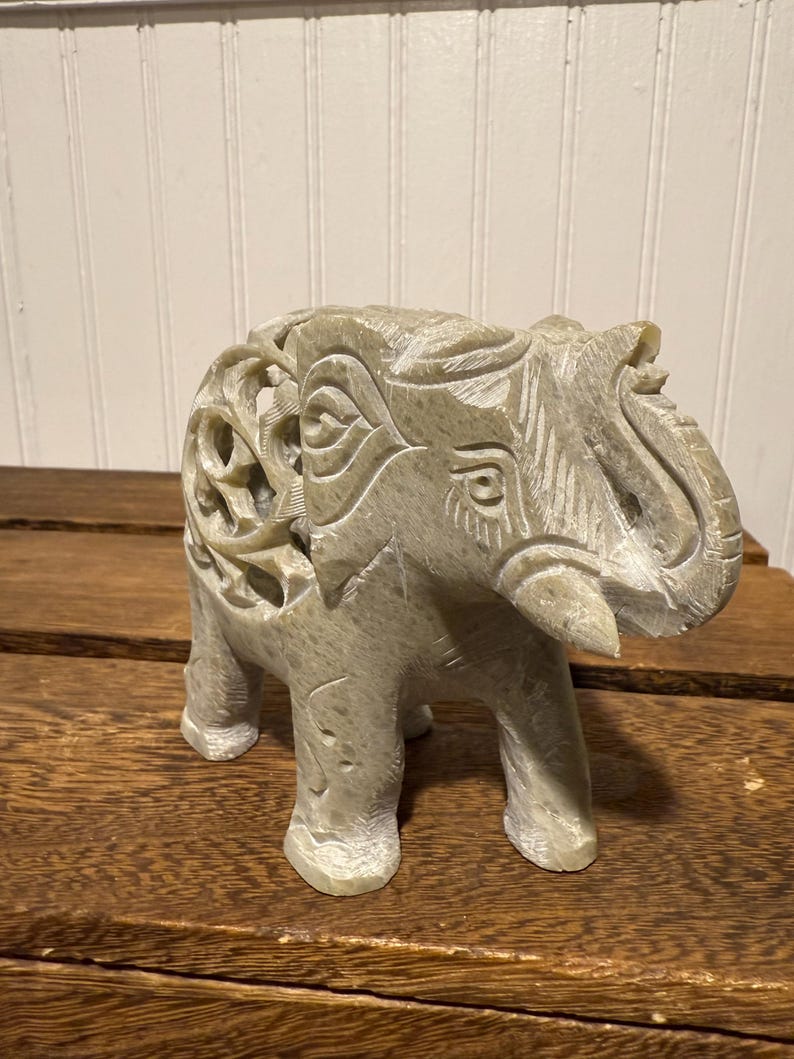 Elephant Figurine With a Baby Elephant Inside. Hand-carved Soapstone ...