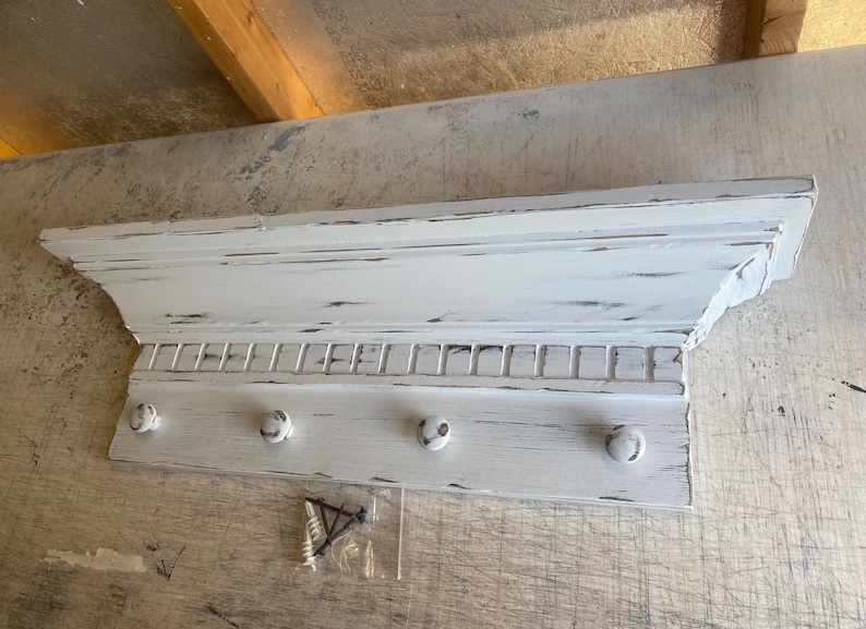 The Wilmington - Distressed Country Farmhouse Shelf or Mantel With ...