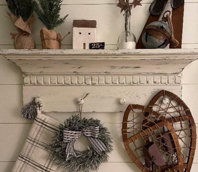 The Wilmington - Distressed Country Farmhouse Shelf or Mantel With ...