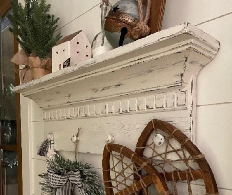 The Wilmington - Distressed Country Farmhouse Shelf or Mantel With ...