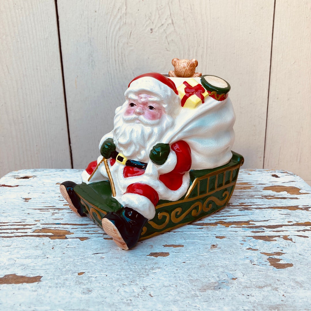 Vintage Enesco Santa Music Box Animated Santa on Sleigh - Etsy