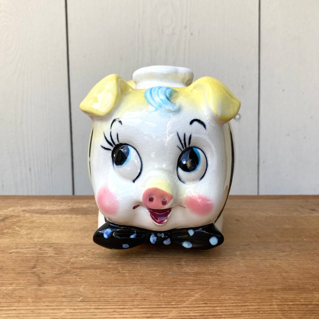 Vintage Westpac Piggy Bank Pig With Black Bow Westpac Vintage Piggy ...